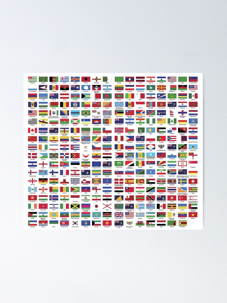 "World Flags with Country Names" Poster for Sale by DusicaP | Redbubble