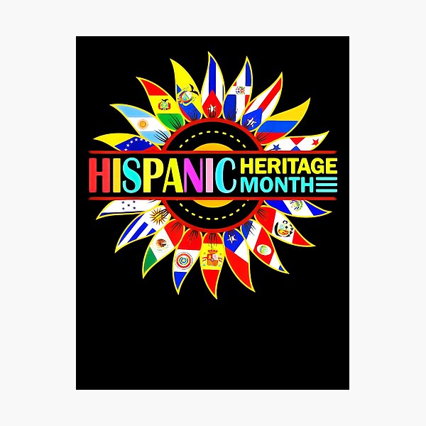 Lámina fotográfica «Mes de la Herencia Hispana Banderas de Países ...
