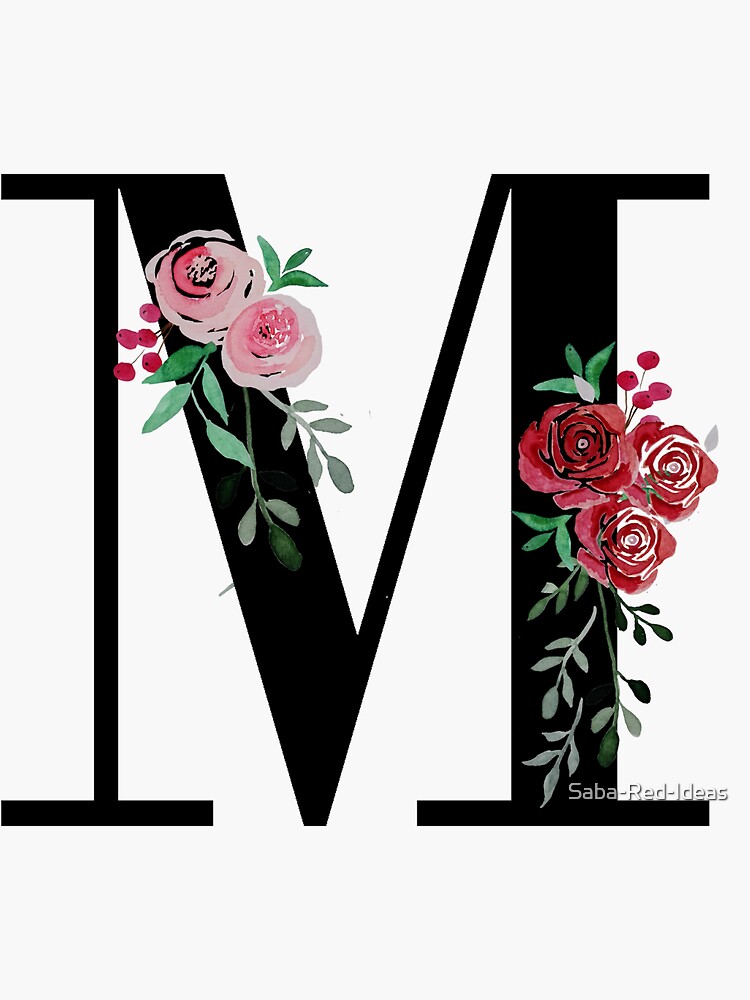 "Letter M Initials monogram floral" Sticker for Sale by Saba-Red-Ideas ...