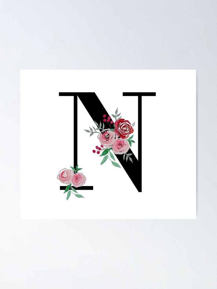 Póster «Letra N Iniciales monograma floral» de Saba-Red-Ideas | Redbubble