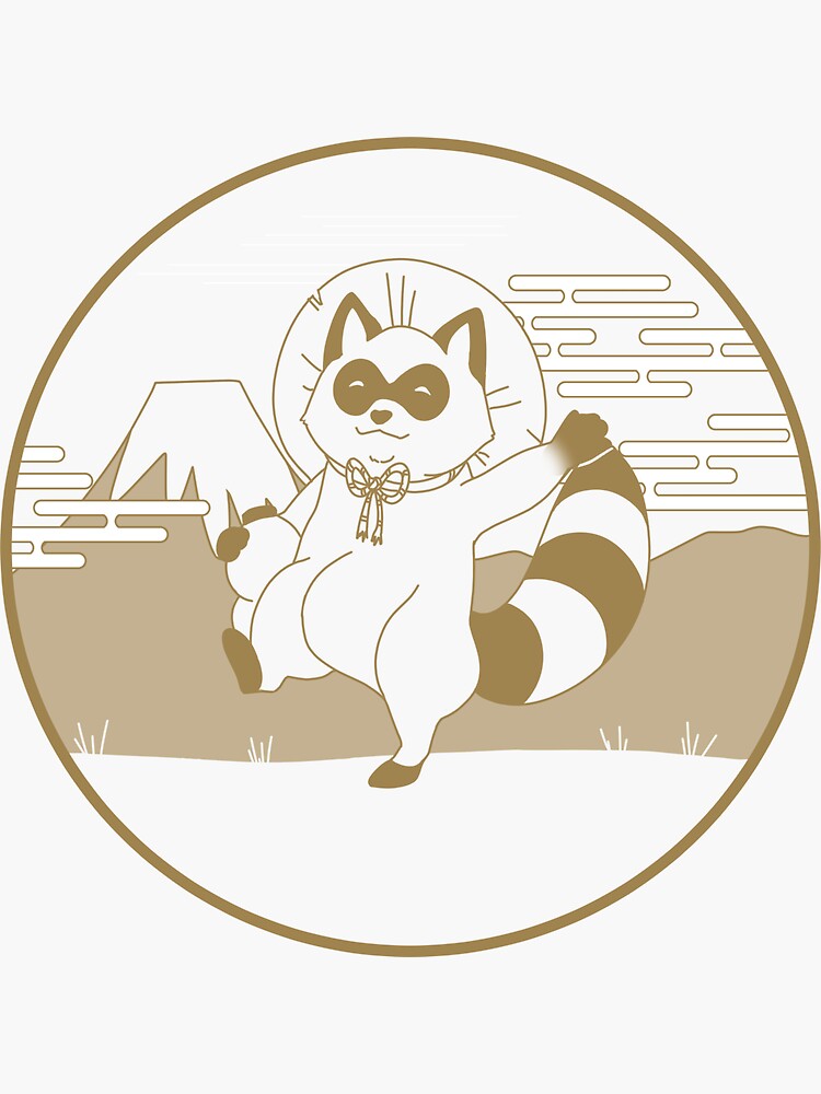 "Tanuki illustration" Sticker by lionmerchltd | Redbubble