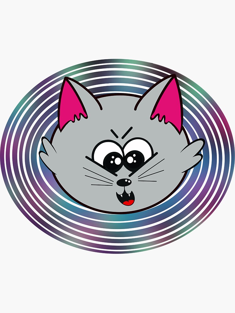 "Angry cat in a swirl" Sticker for Sale by estbyina | Redbubble