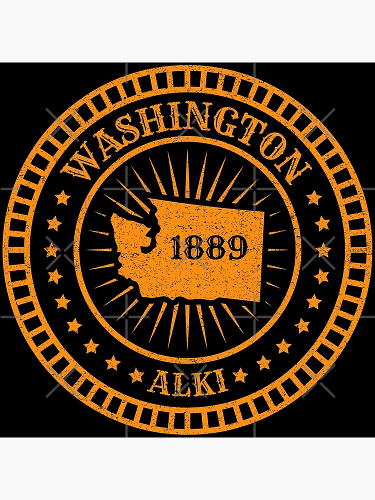 "Washington - Map Badge Motto Flag Slogan Alki By and By - American ...