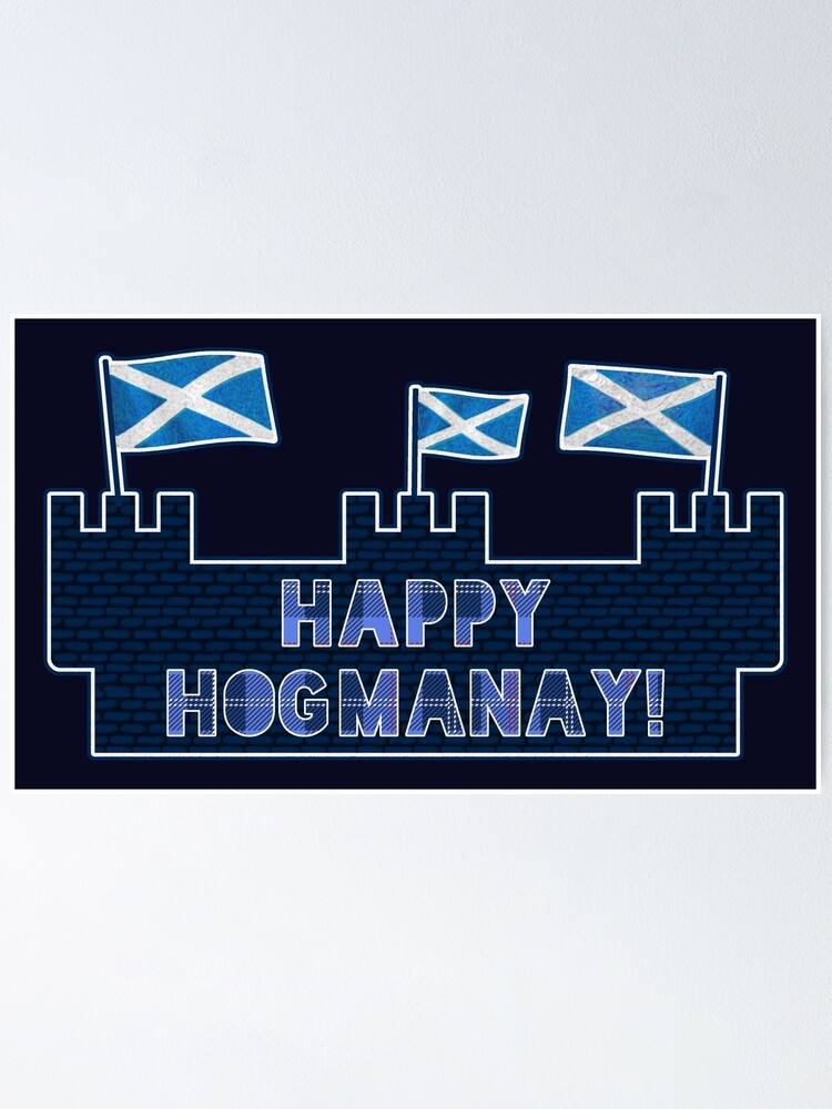 "Happy Hogmanay Scottish New Year celebration flags tartan" Poster for ...