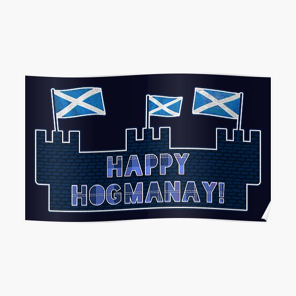 "Happy Hogmanay Scottish New Year celebration flags tartan" Poster for ...