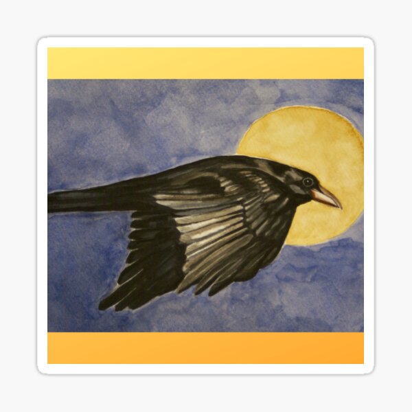 "Harvest Moon with Raven" Sticker for Sale by oh-bi-me | Redbubble