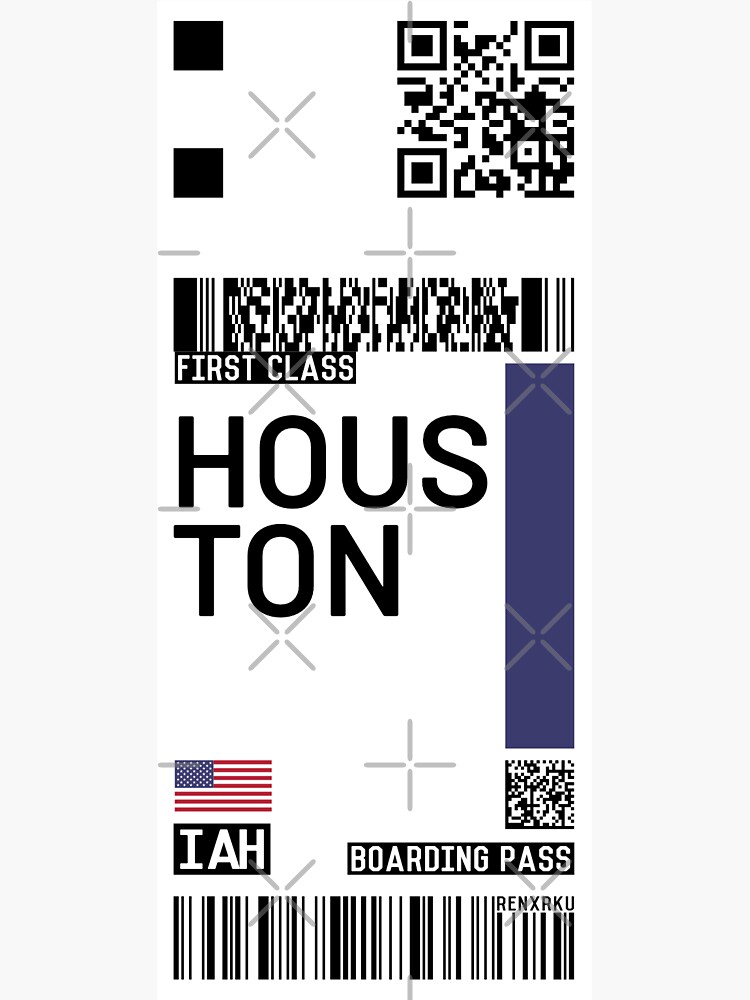 "Houston Plane Ticket Boarding Pass" Sticker for Sale by renroku ...