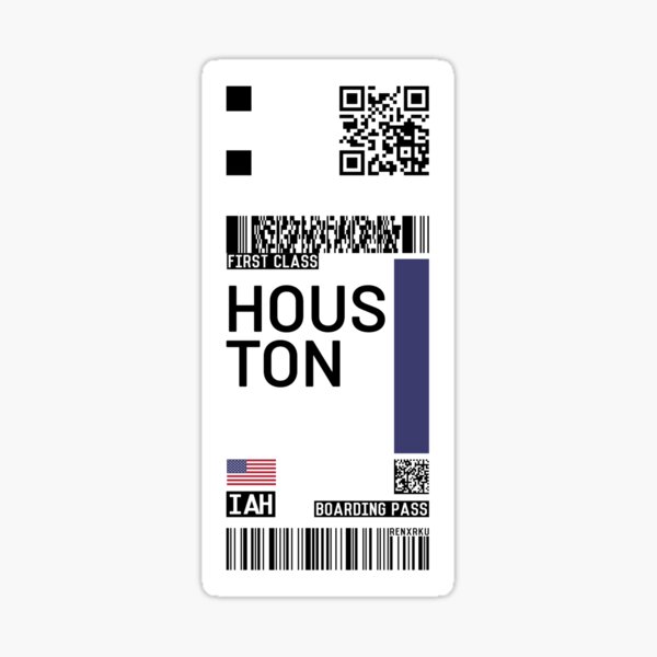 "Houston Plane Ticket Boarding Pass" Sticker for Sale by renroku ...
