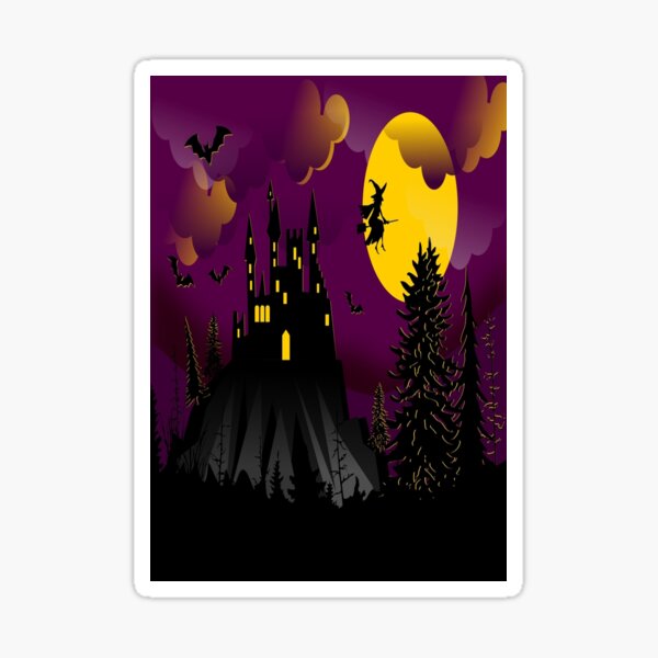 "Haunted Castle - Night Scenery - Halloween" Sticker for Sale by Cuckoo ...