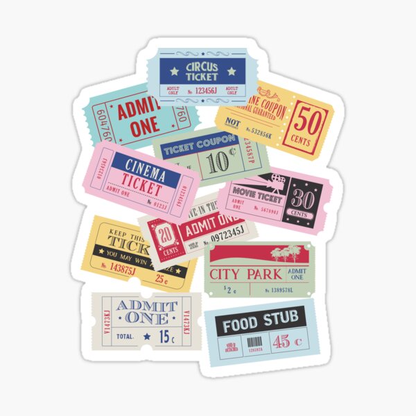 "Cool Vintage Tickets" Sticker for Sale by SoMeTee | Redbubble