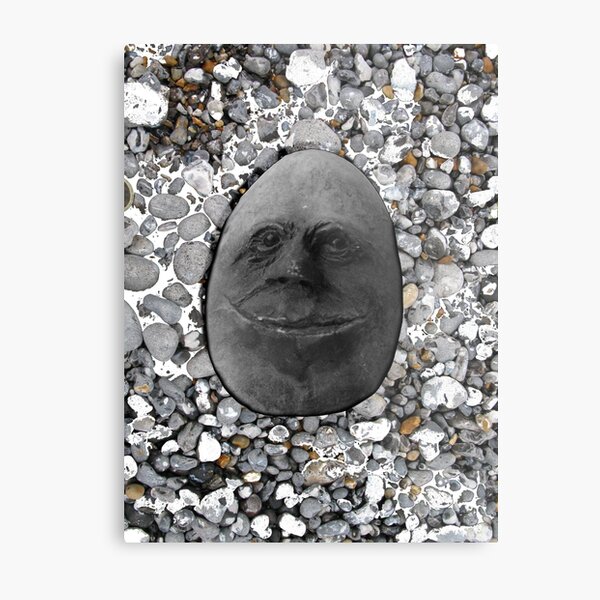 "Happy Alien Monster Rock face , portrait in stone effect" Metal Print ...