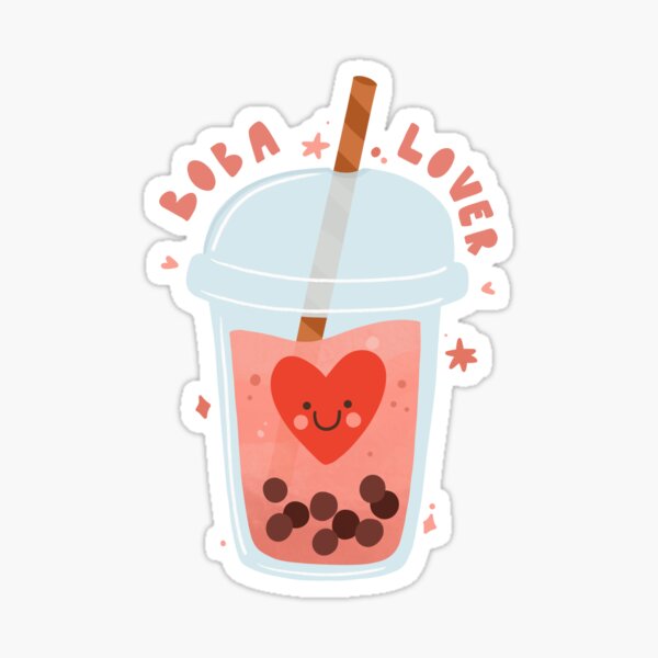 "Cute pink boba tea" Sticker for Sale by RafaelaPer | Redbubble