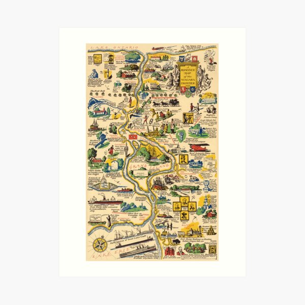 "1931 Vintage Pictorial Map of the Niagara Frontier" Art Print for Sale ...