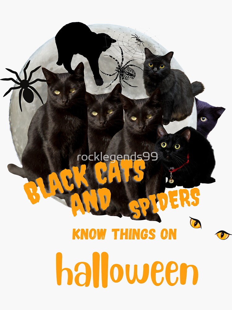 "Black cats and spiders on Halloween" Sticker for Sale by rocklegends99 ...