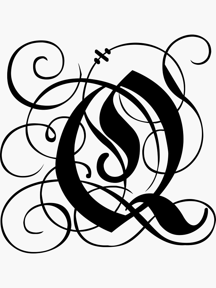 "ORNAMENTAL MEDIEVAL GOTHIC LETTER Q" Sticker by Gothic-letters | Redbubble