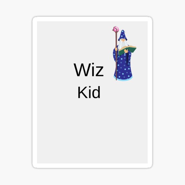 "Wizard with wand and book, Wiz Kid Text" Sticker for Sale by ziggistar ...