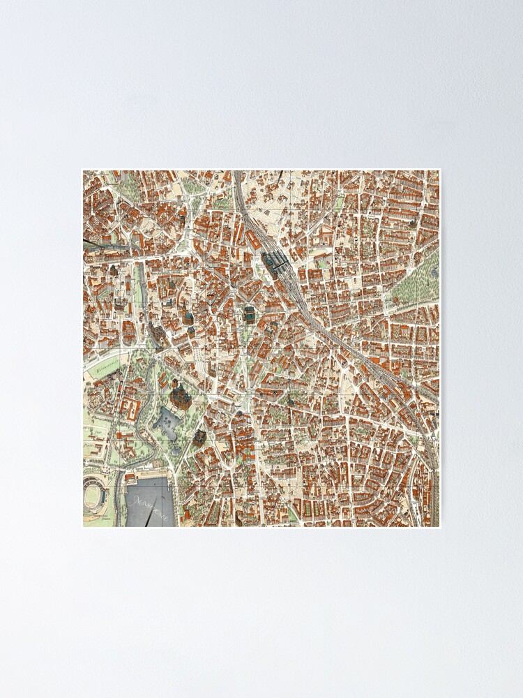 "1955 Vintage Map of Hannover, Germany" Poster for Sale by gin-nek-shop ...