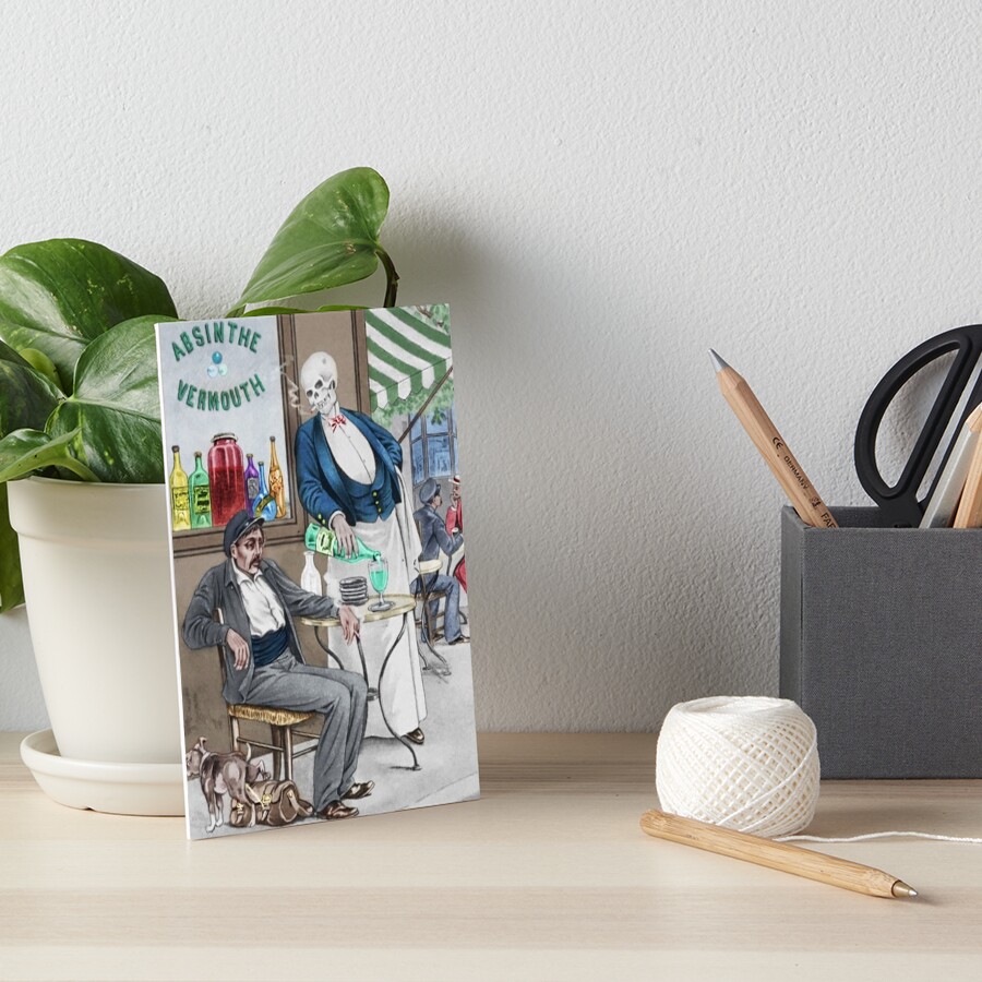 "1900 Absinthe Vermouth Aperitif Paris Cafe Black Death Skeleton Waiter ...