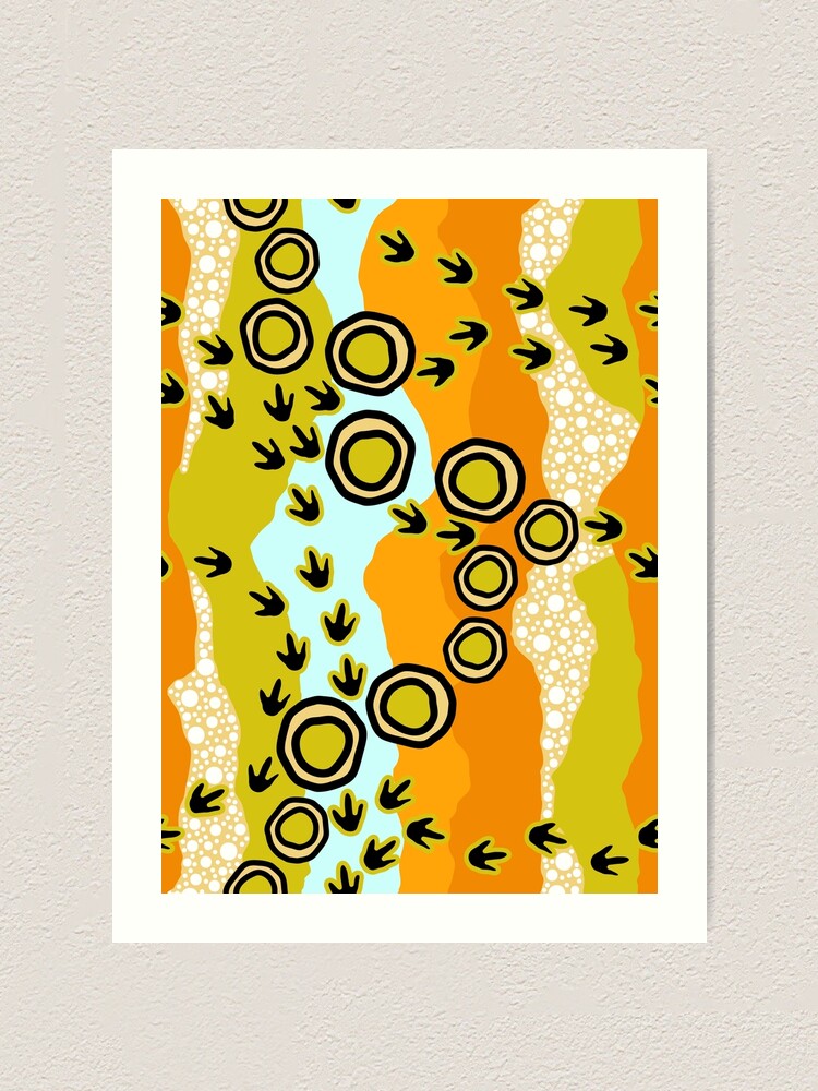 "Authentic Aboriginal Art - Emu Tracks" Art Print by HogarthArts ...