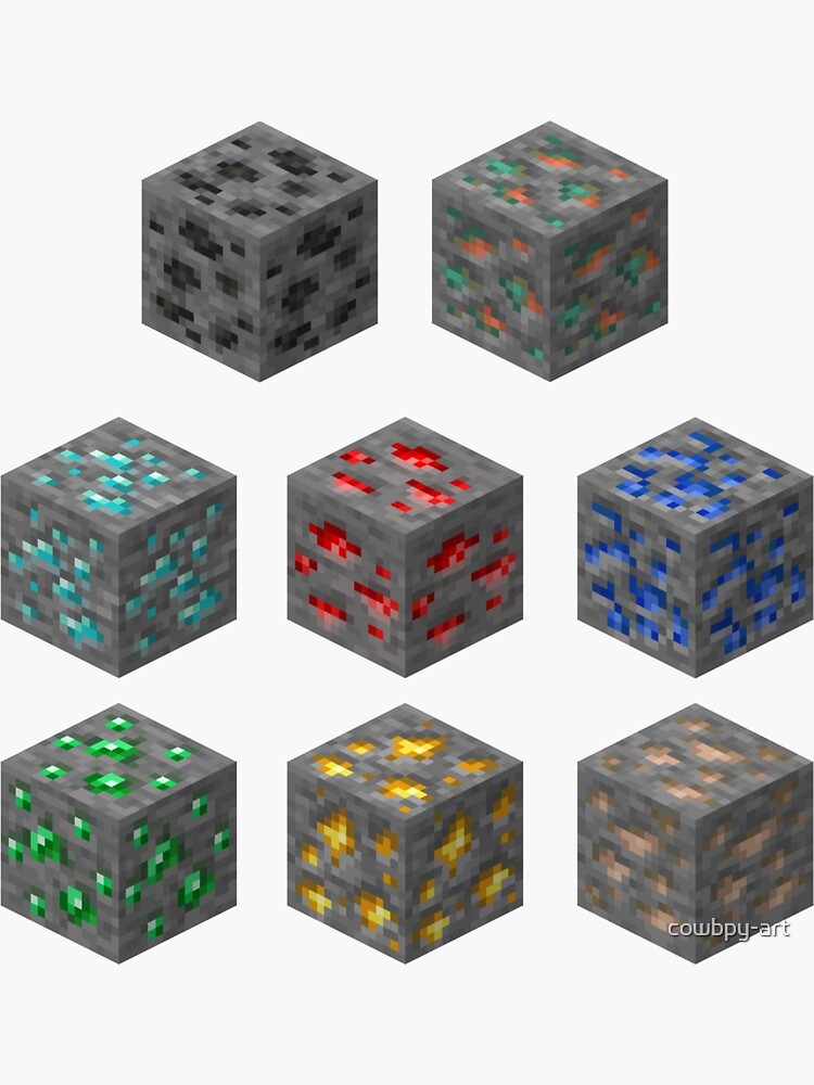 "Minecraft Ore Sticker Pack" Sticker for Sale by cowbpy-art | Redbubble