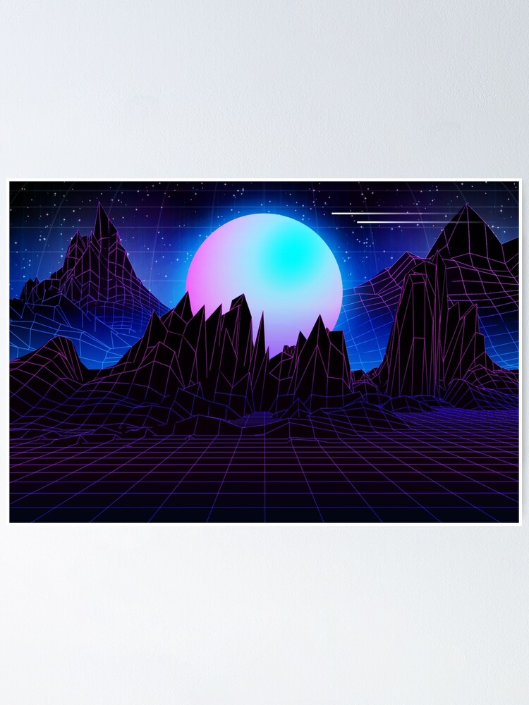 "Pleiades Landscapes (Synthwave / Retrowave / Chillwave Art)" Poster ...