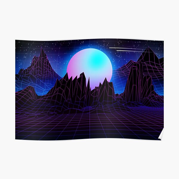 "Pleiades Landscapes (Synthwave / Retrowave / Chillwave Art)" Poster ...