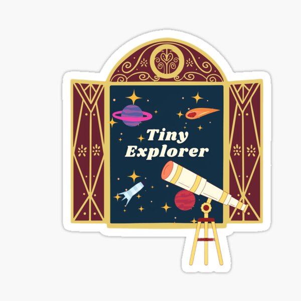 Pegatina «Tiny Explorer con telescopio explora el sistema solar Galaxy ...