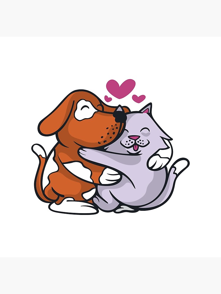 "Hugging cat and dog" Poster by nguynxhngw | Redbubble