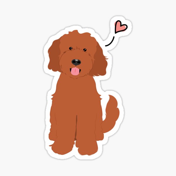 "LOVE Red Ruby Goldendoodle Dog" Sticker for Sale by Lulupainting ...