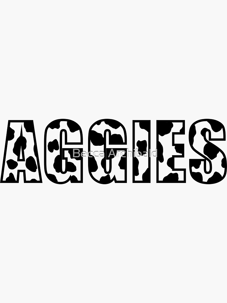 "Aggie Cow Print" Sticker for Sale by stormy-skies | Redbubble