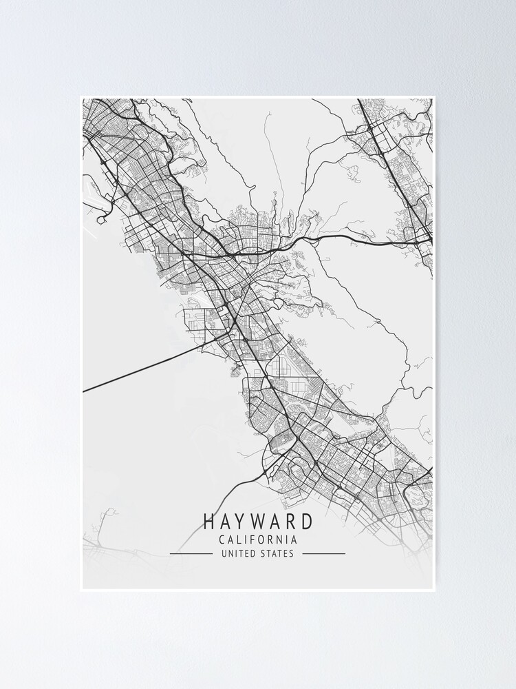 "Hayward - California - US Gray City Map" Poster for Sale by ctmapprint ...