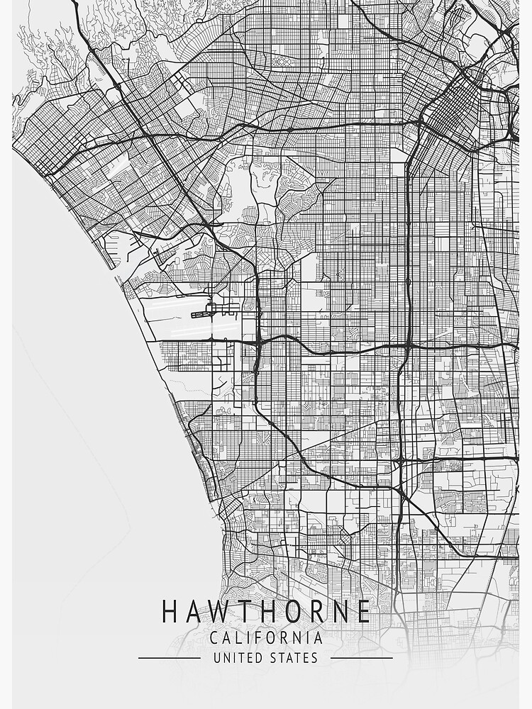 "Hawthorne - California - US Gray City Map" Poster for Sale by ...