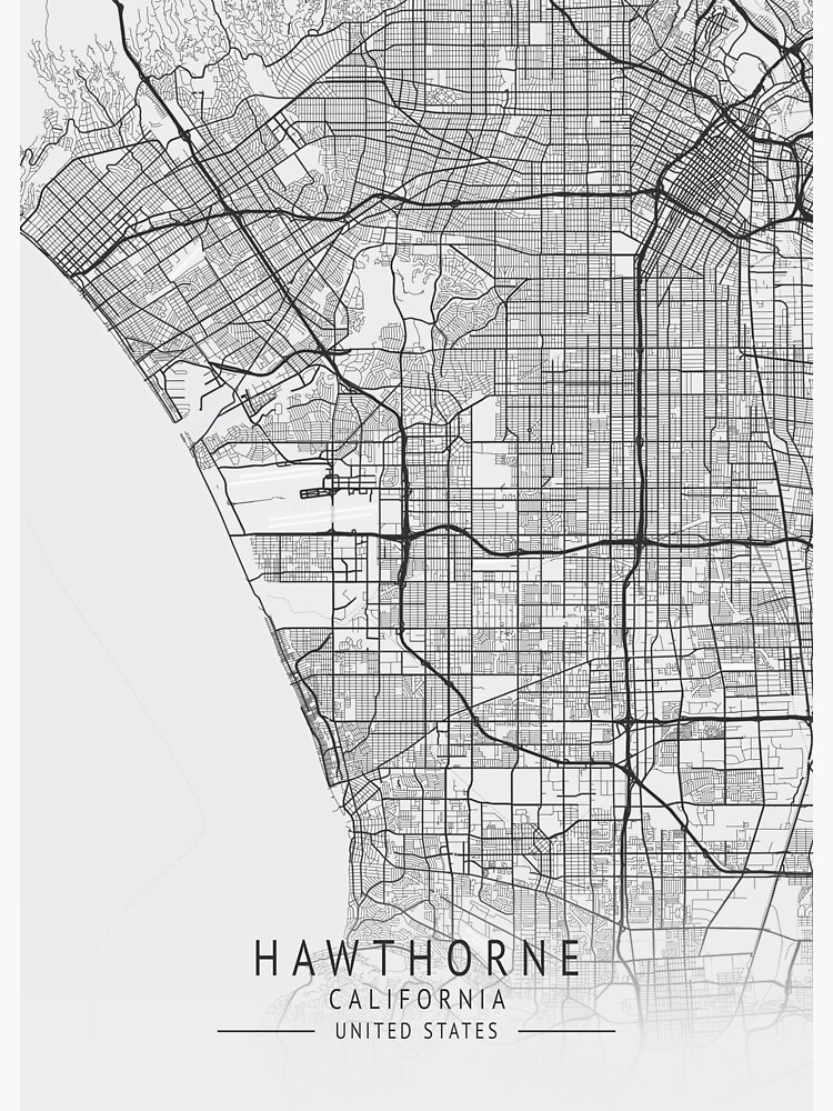 "Hawthorne - California - US Gray City Map" Sticker for Sale by ...