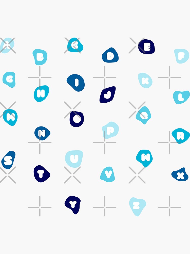 "Blue Blob Alphabet" Sticker for Sale by DonneeCreations | Redbubble