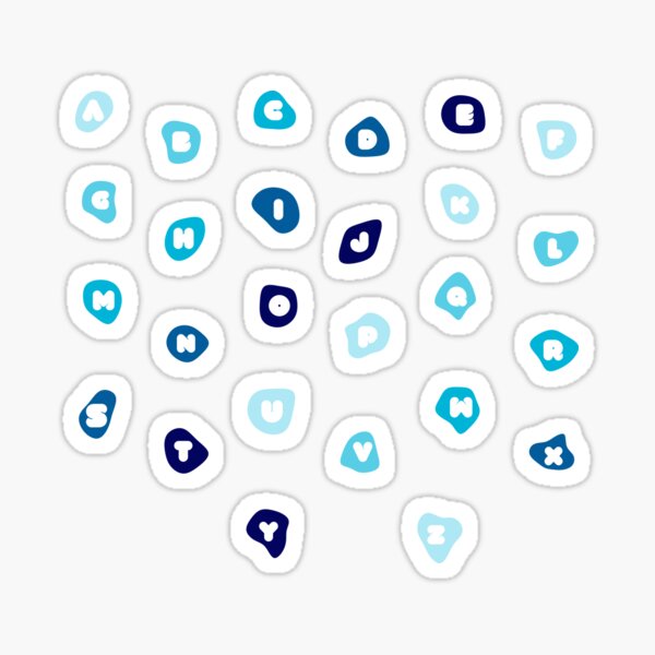 "Blue Blob Alphabet" Sticker for Sale by DonneeCreations | Redbubble