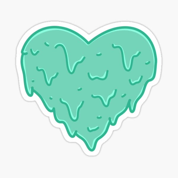 "Mint Green Pastel Goth Dripping Heart" Sticker by dezilea | Redbubble
