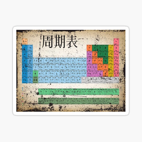 "Japan Japanese Periodic Table Of The Elements Vintage Chart Silver ...