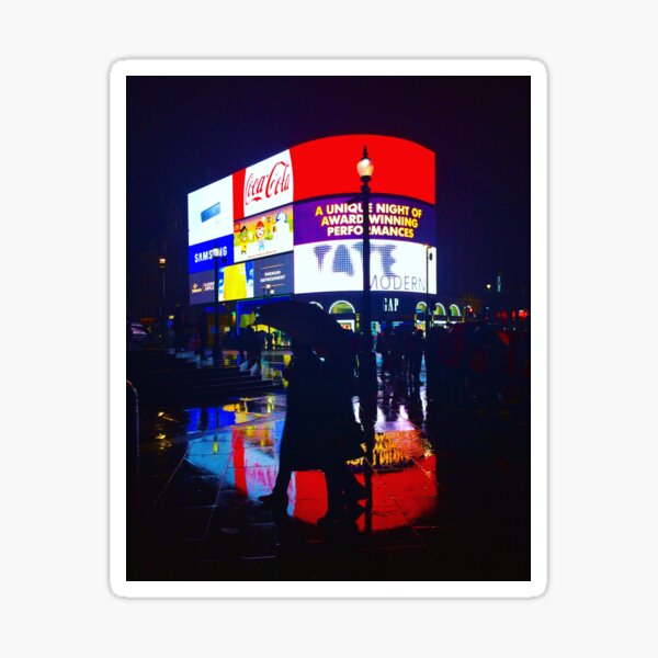 "Couple in Piccadilly Circus" Sticker by Carrihill | Redbubble