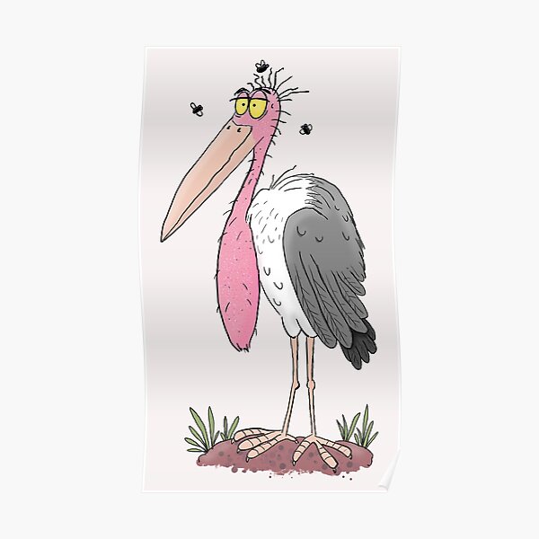"Funny marabou stork cartoon" Poster for Sale by FrogFactory | Redbubble
