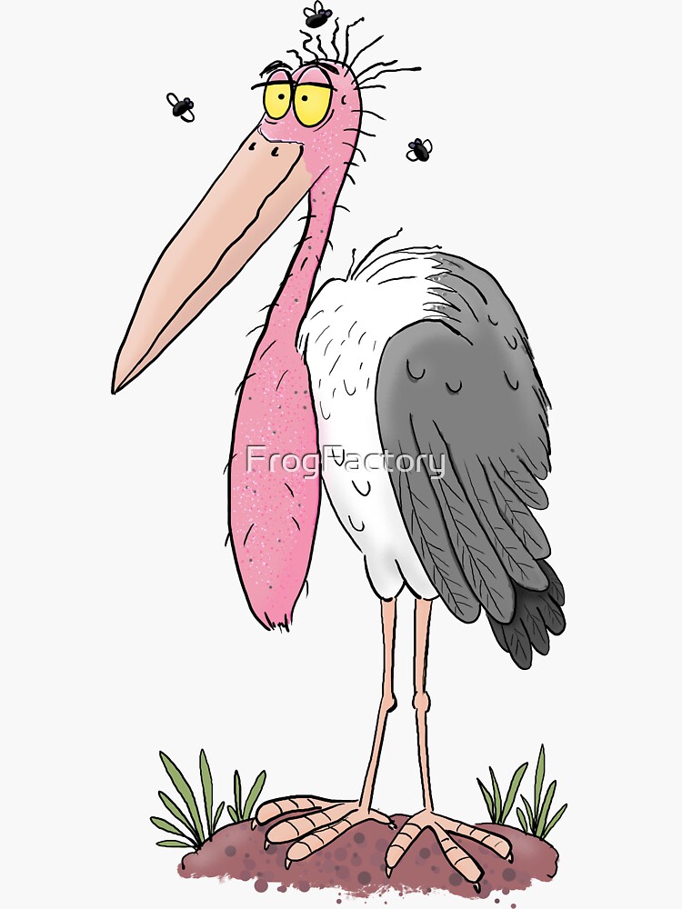 "Funny marabou stork cartoon" Sticker for Sale by FrogFactory | Redbubble
