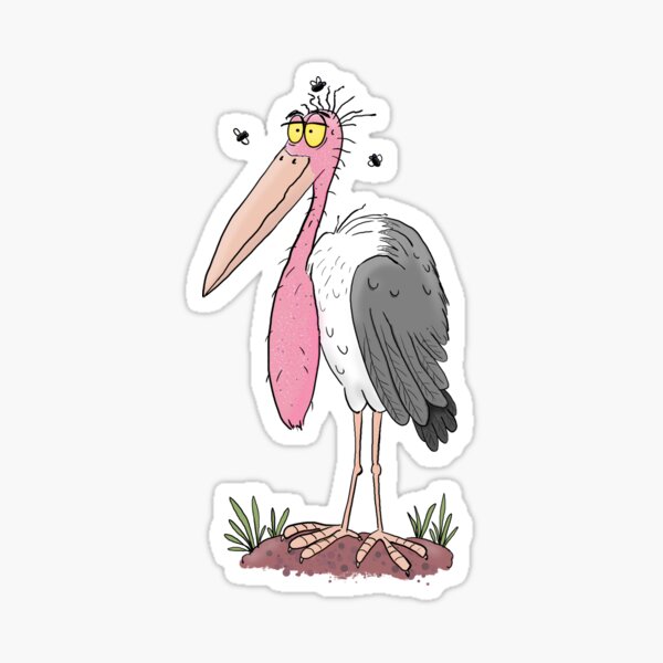 "Funny marabou stork cartoon" Sticker for Sale by FrogFactory | Redbubble
