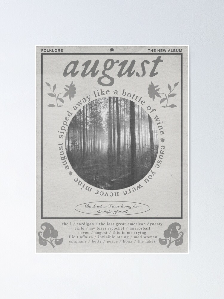 "August Taylor Swift Vintage" Poster for Sale by lgsketches | Redbubble