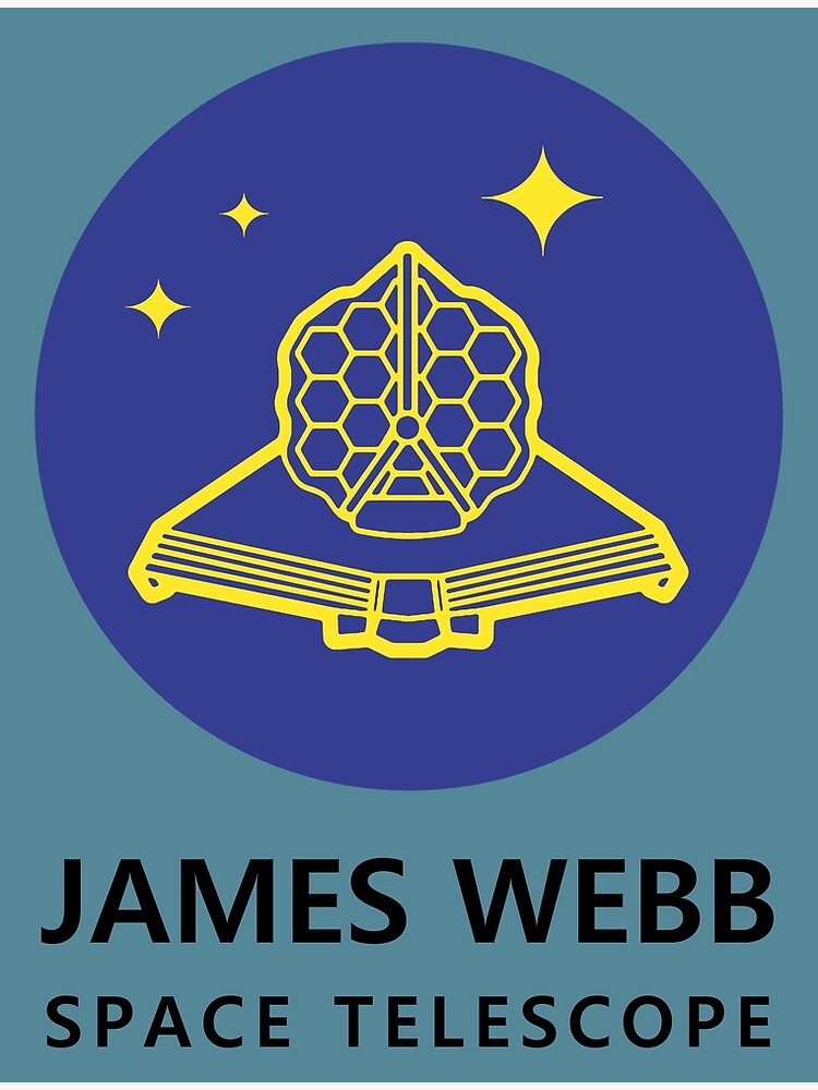 "NASA JWST James Webb space telescope logo text (blue, yellow, black ...