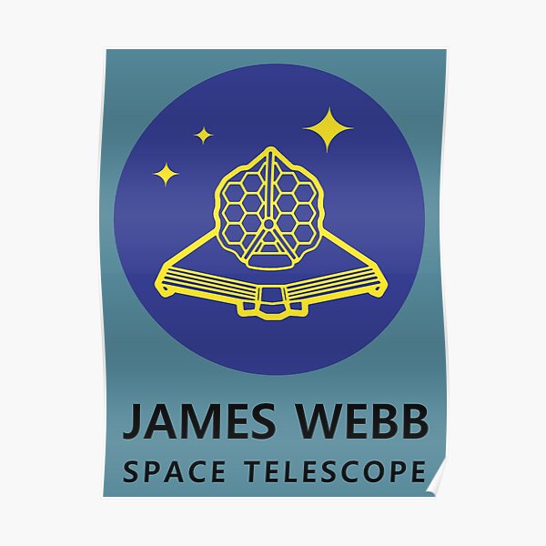 "NASA JWST James Webb space telescope logo text (blue, yellow, black ...