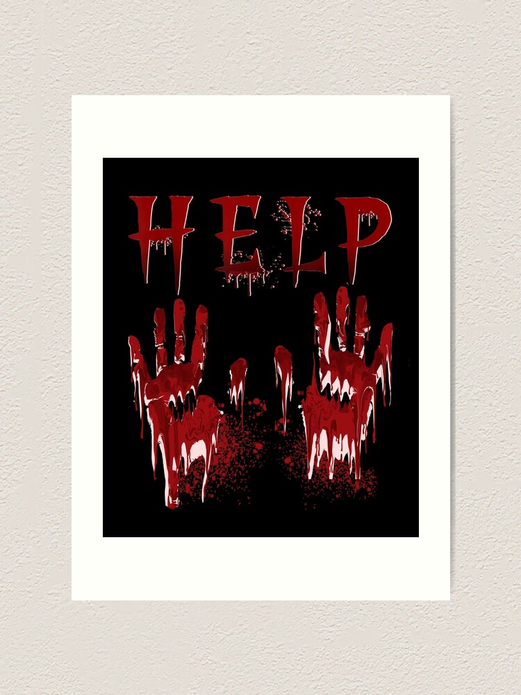 "Funny Help Bloody Handprint Halloween Costume Matching " Art Print for ...