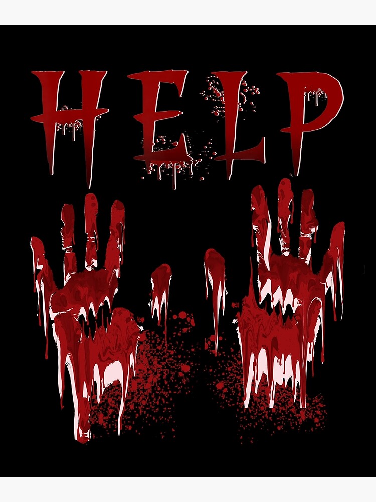 "Funny Help Bloody Handprint Halloween Costume Matching " Art Print for ...