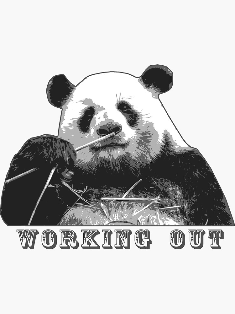 ""Panda working out"" Sticker for Sale by bouissestyle | Redbubble