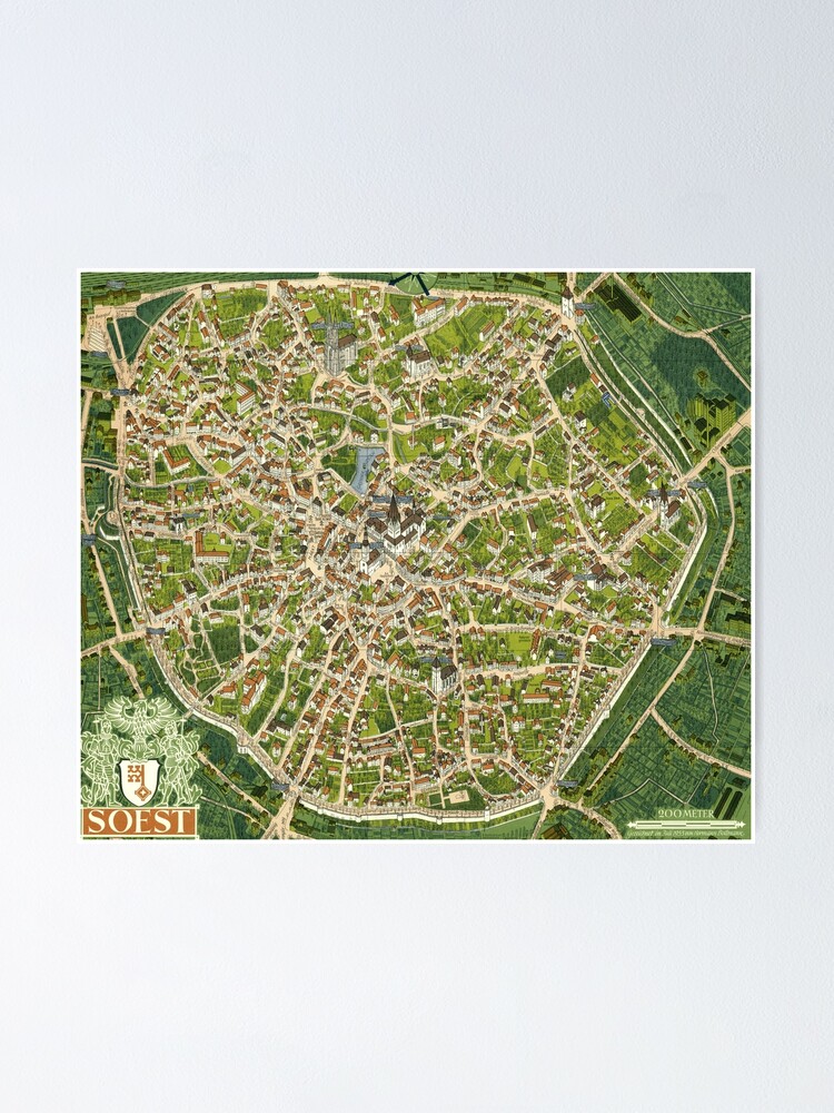 "1956 Vintage Map of Soest, Germany" Poster for Sale by gin-nek-shop ...