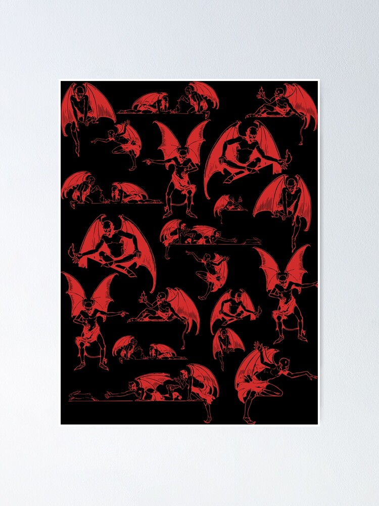 "Red Demon Pattern" Poster for Sale by BlkBearyDesigns | Redbubble