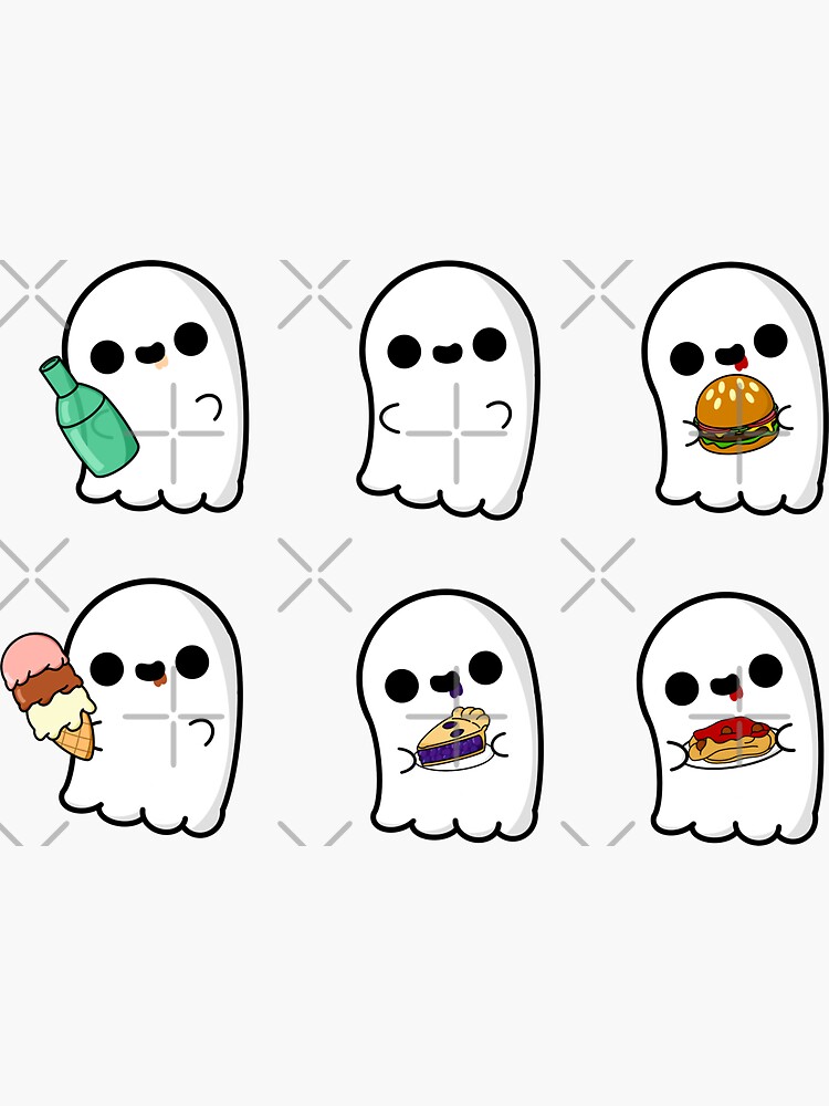 "Cute Cartoon Ghost || Kawaii Halloween || Sitcker Pack" Sticker for ...